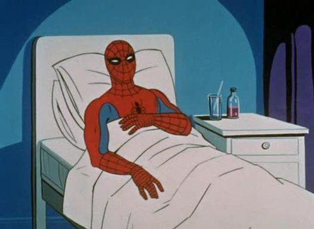 Make-a.meme | Sick Spider-Man in Hospital Bed Meme Generator - Create ...